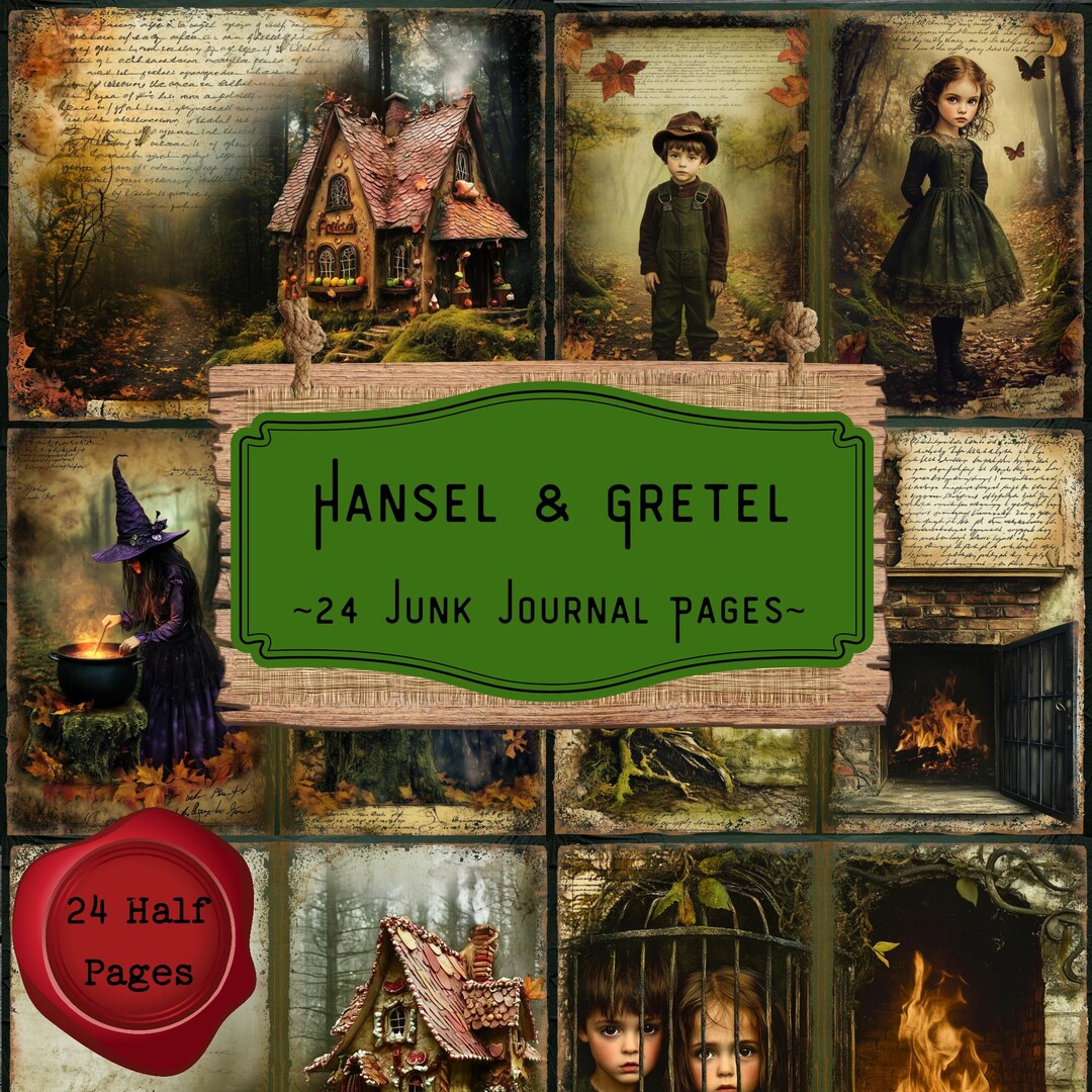 Hansel & Gretel Junk Journal Pages, Grimm Brothers Fairytale Digital ...