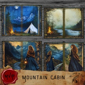 Mountain Cabin Junk Journal Pages, Nature Forest Scrapbooking Kit ...