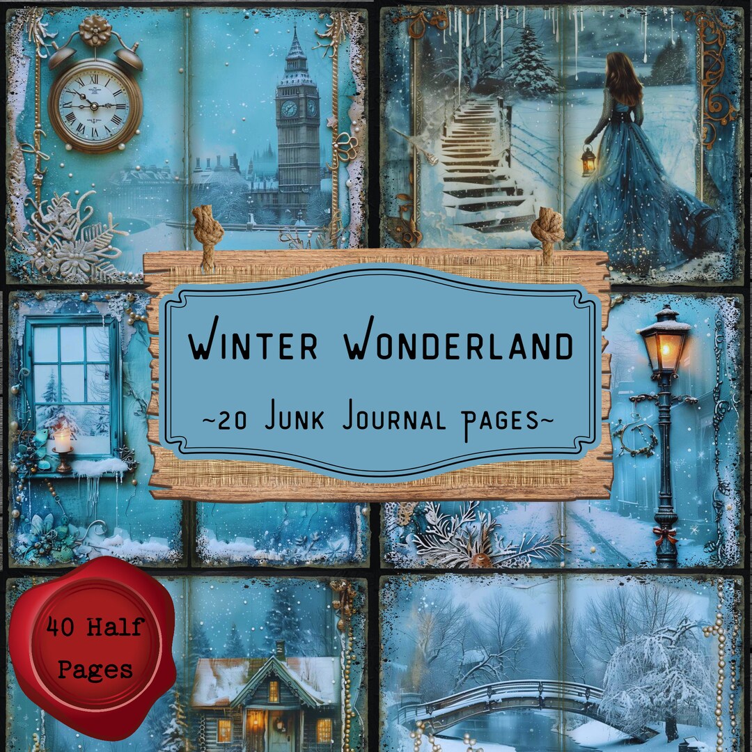Winter Wonderland Junk Journal Pages, Printable Winter Digital Papers ...