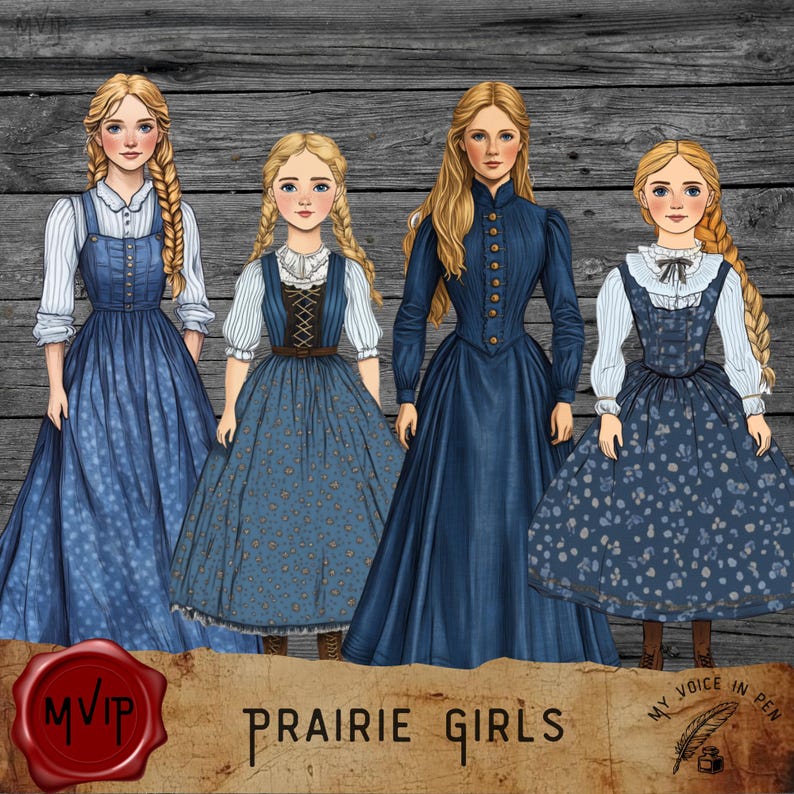 Prairie Girls Printable Paper Dolls, Junk Journal Ephemera, Western ...