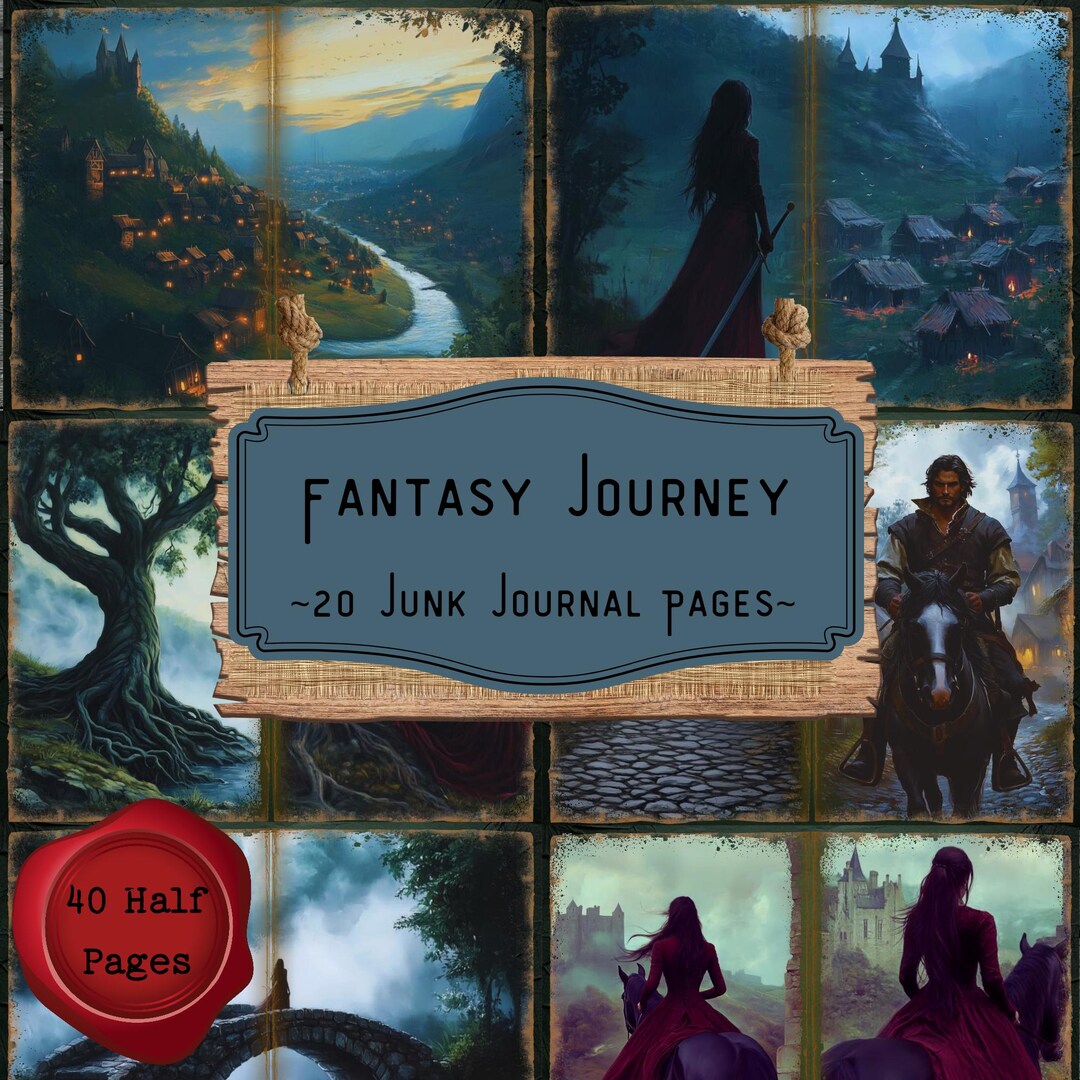 Fantasy Journey Junk Journal Pages, Fantasy Scrapbooking Kit, Magical ...