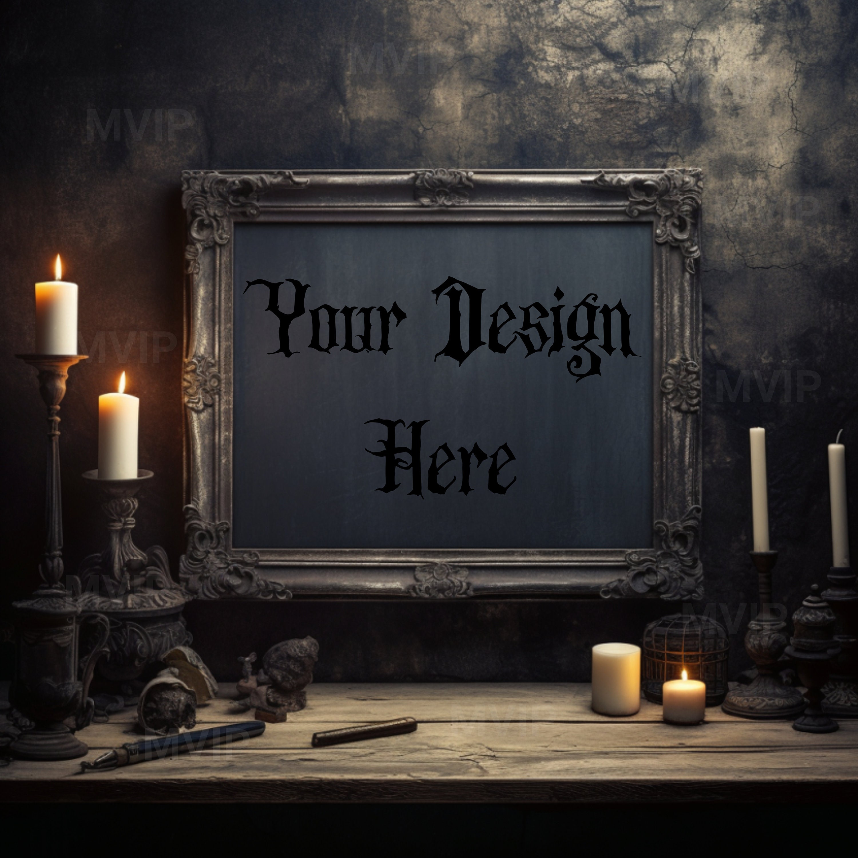 Dark Academia Horizontal Frame Mockup, Landscape Gothic Antique Mockup ...