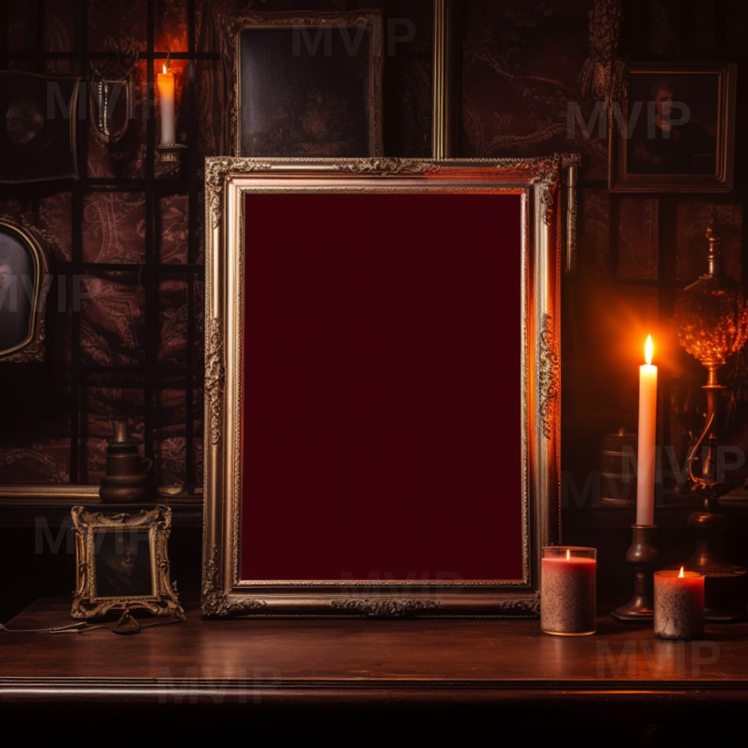 Dark Academia Wall Mockup, Gothic Antique Frame Mockup, Vintage Art ...