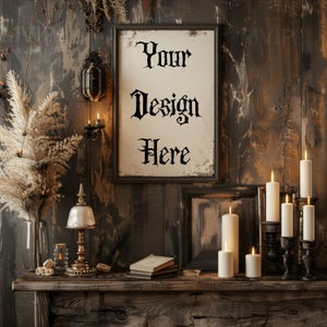 Rustic Artist Wall Art Mockup, Antique Frame Mockup, Bohemian Wall ...