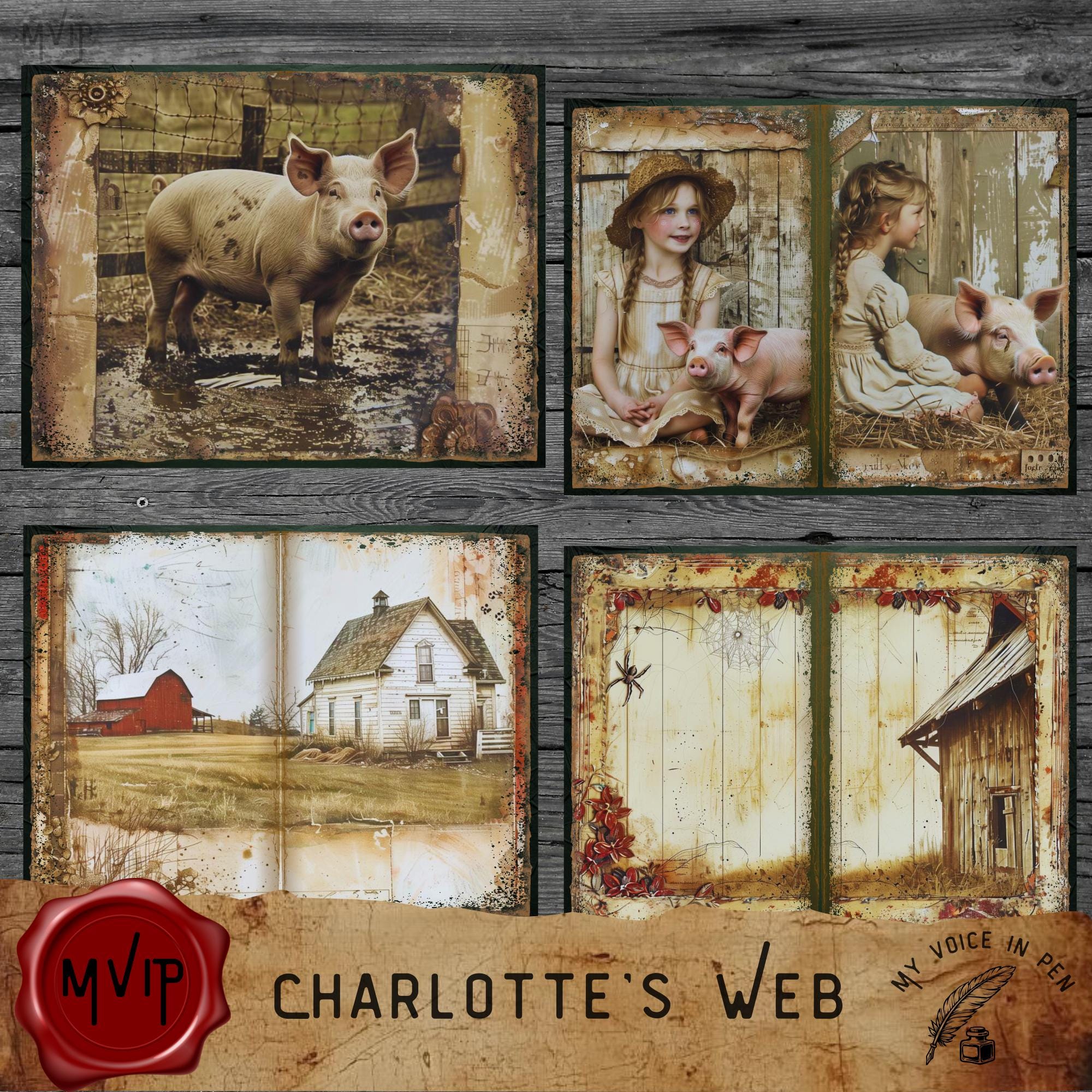 Charlottes Web Junk Journal Pages, Country Farm Scrapbooking, Western ...