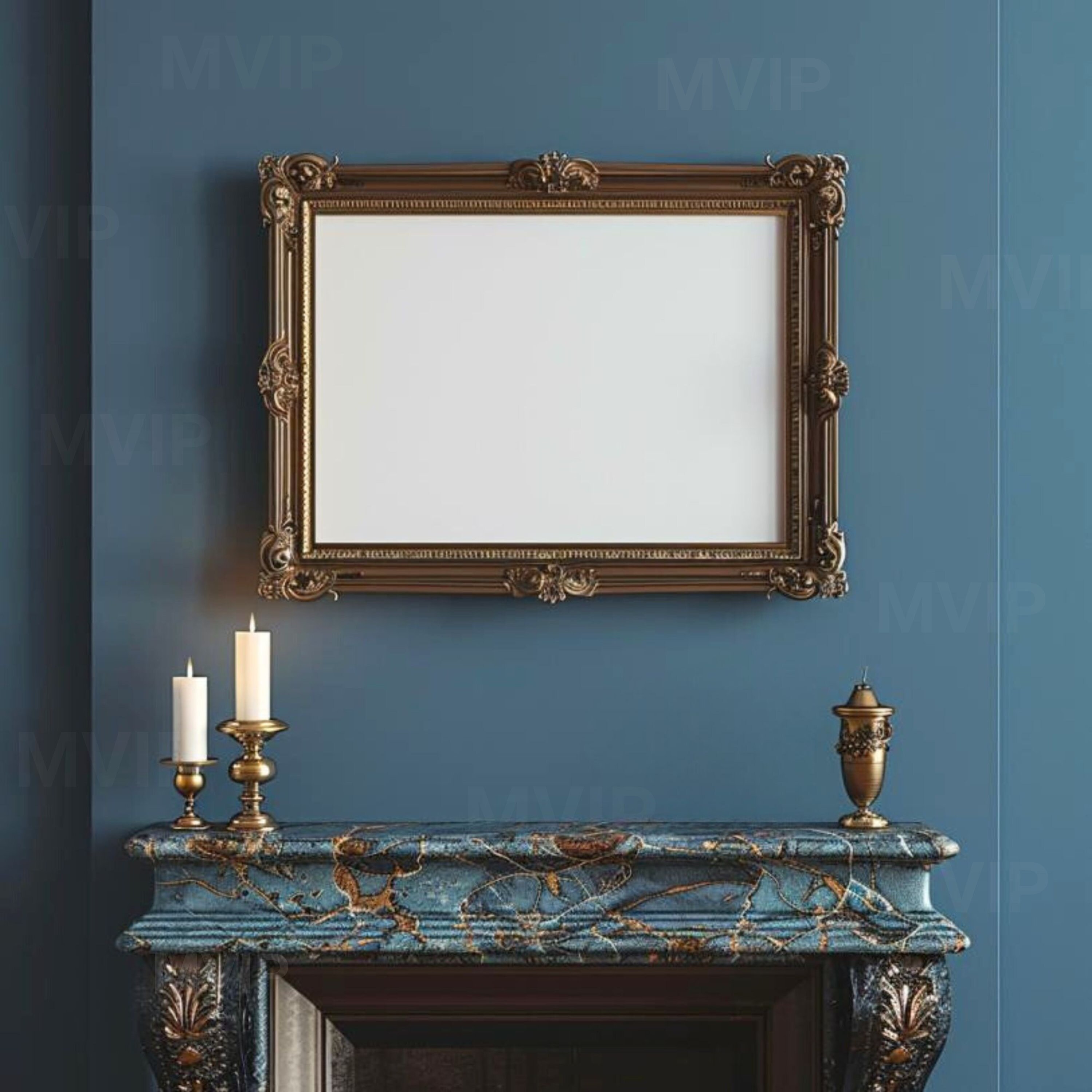 Victorian Horizontal Wall Frame Mockup, Landscape Antique Frame Mockup ...