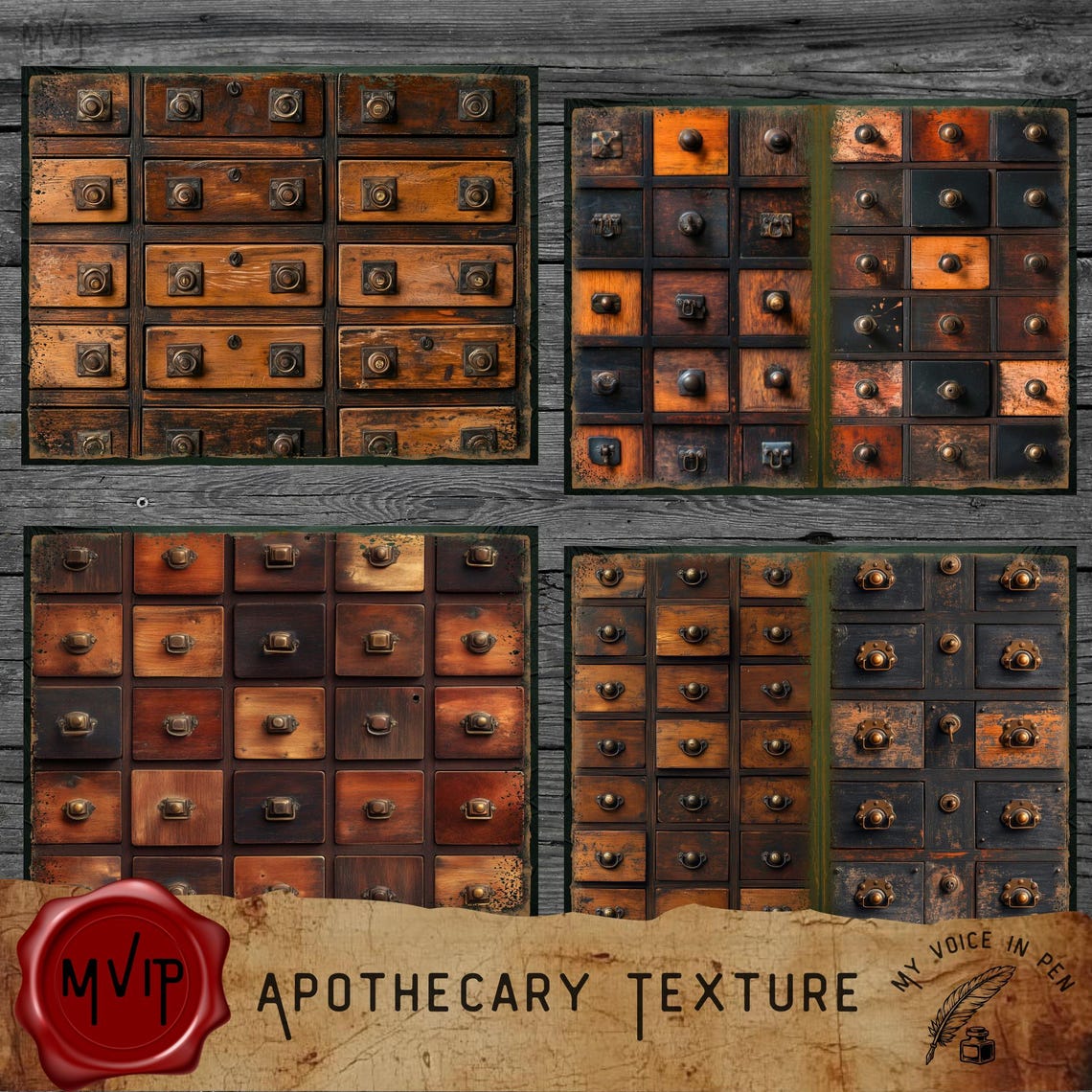 Apothecary Texture Junk Journal Pages: Dark Academia, Rustic Wood ...