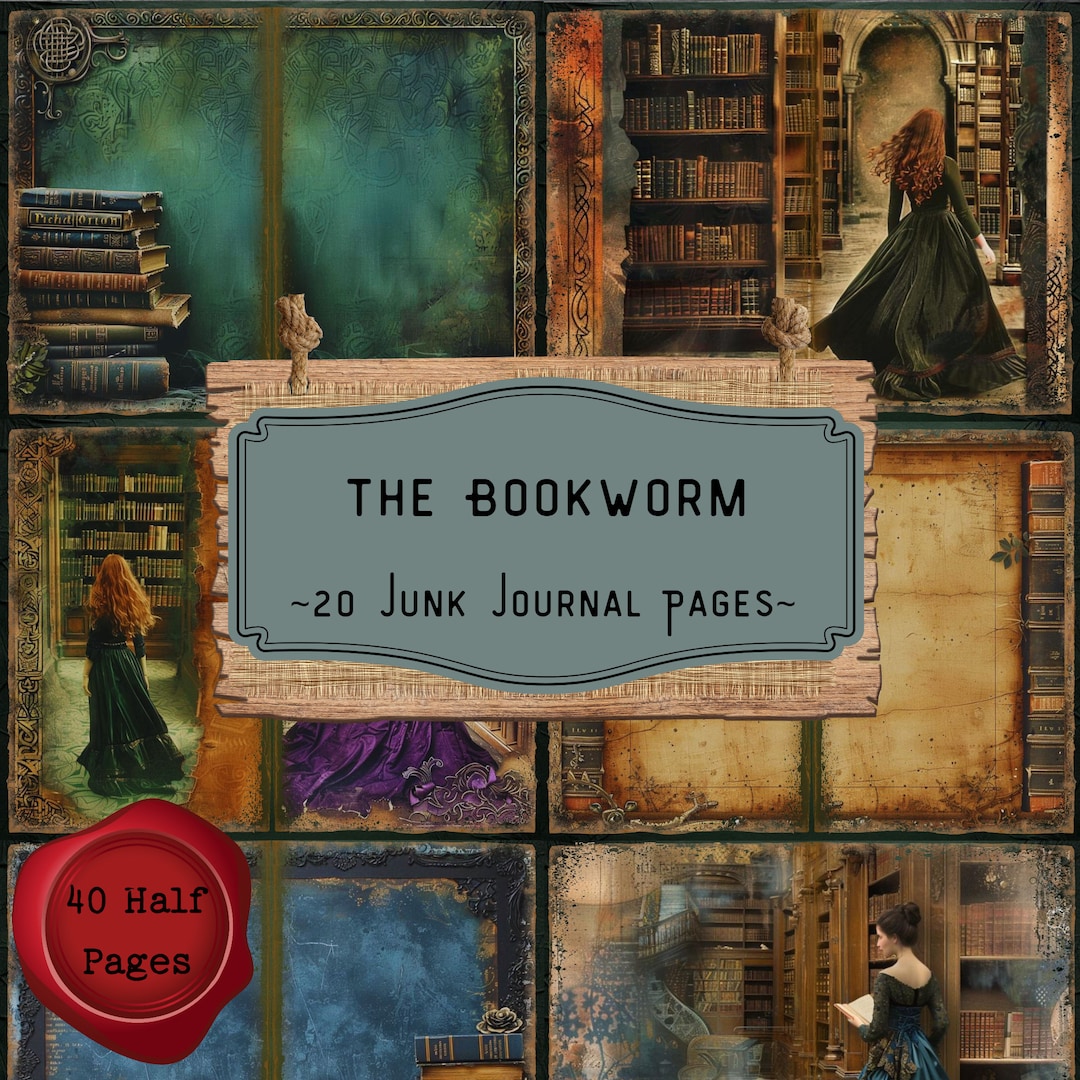 Books & Readers Junk Journal Pages, Dark Academia Library Scrapbook ...
