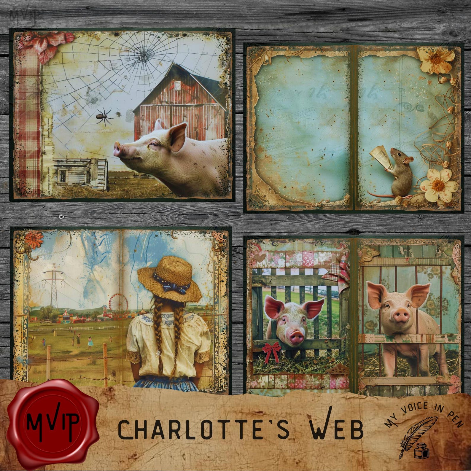 Charlottes Web Junk Journal Pages, Country Farm Scrapbooking, Western ...