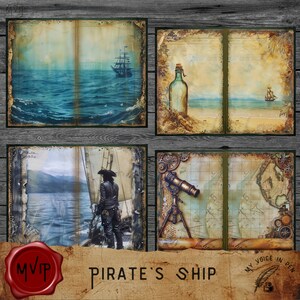 Pirates Ship Junk Journal Pages, Vintage Nautical Scrapbooking, by the ...