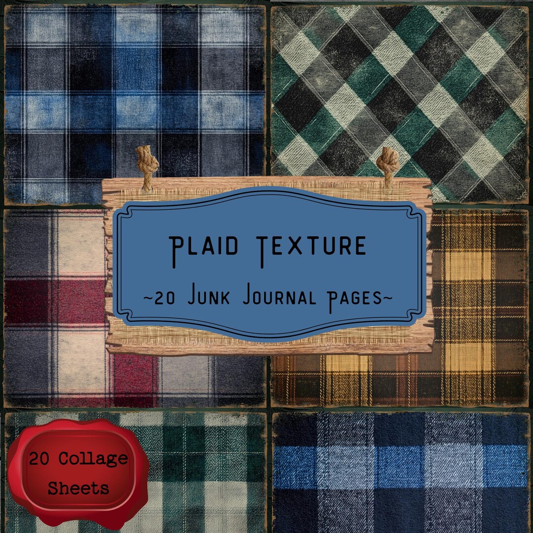 Plaid Textures, Junk Journal Pages: Autumn, Winter, Seamless Patterns ...