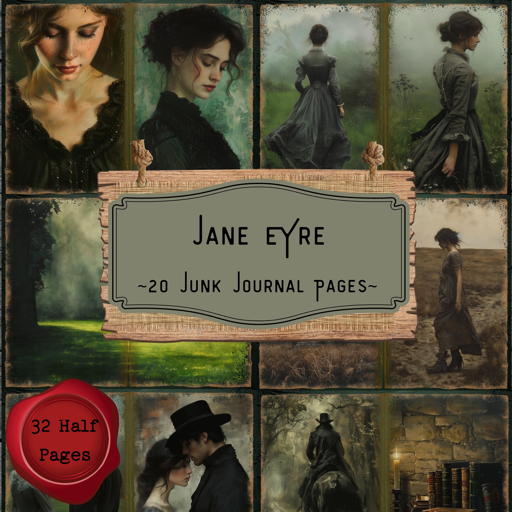 Jane Eyre Junk Journal Pages, Jane Austen, Romantic Dark Academia Book ...
