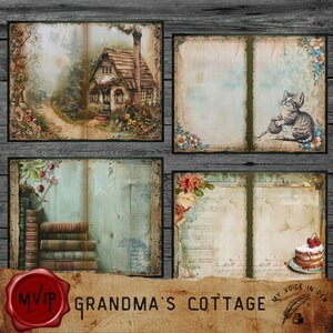 Grandma's Cottage Junk Journal Pages, Cozy Cabin Scrapbook Pages ...