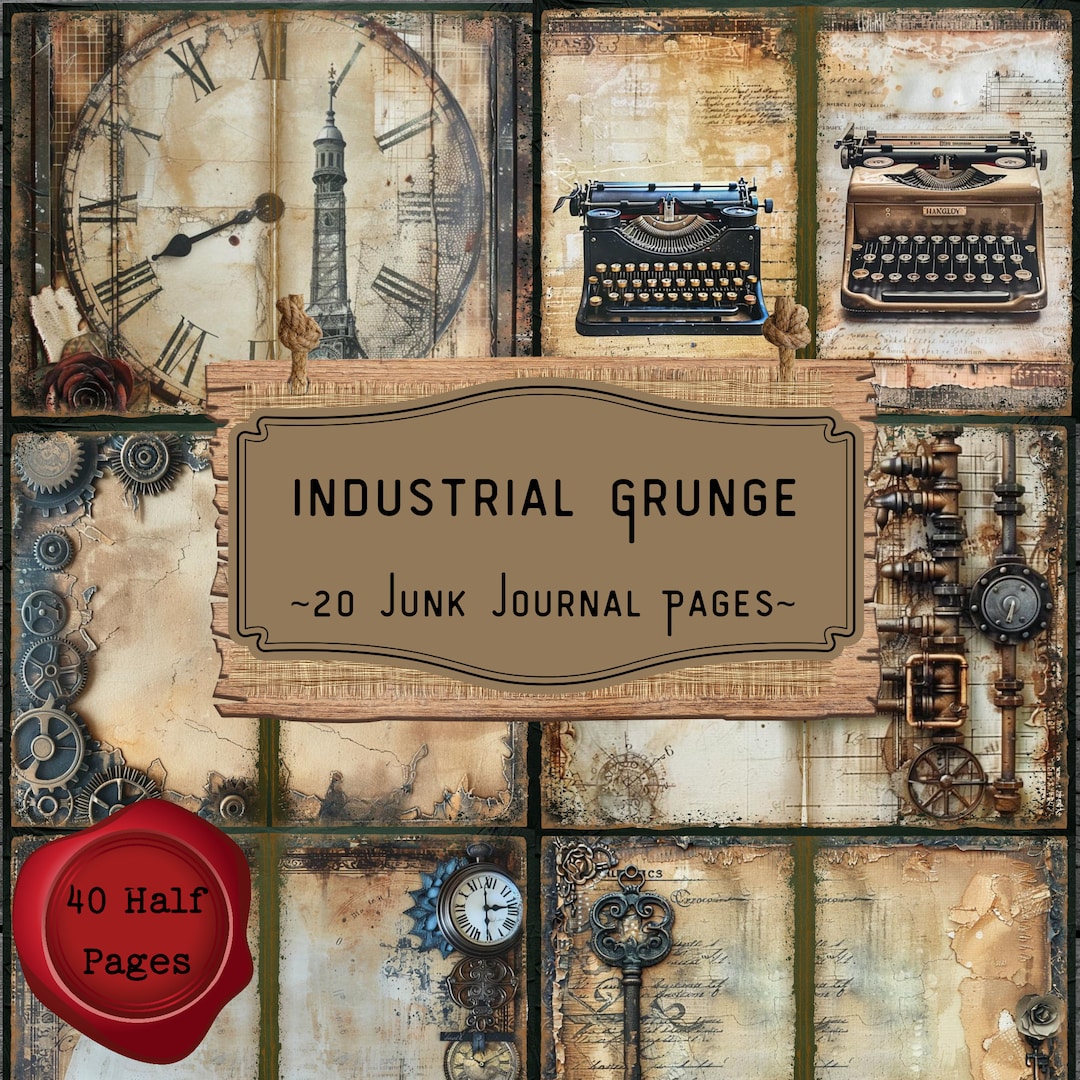 Industrial Grunge Junk Journal Pages, 1940s Scrapbooking Pages, Sepia ...
