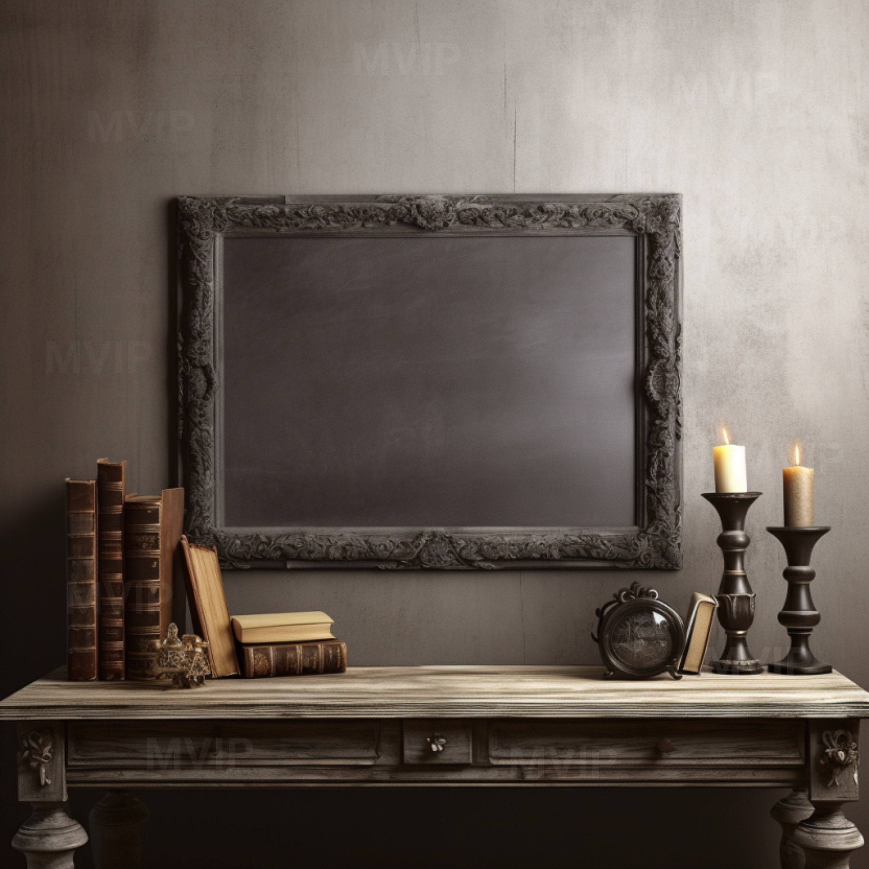 Dark Academia Horizontal Frame Mockup, Landscape Gothic Antique Mockup ...