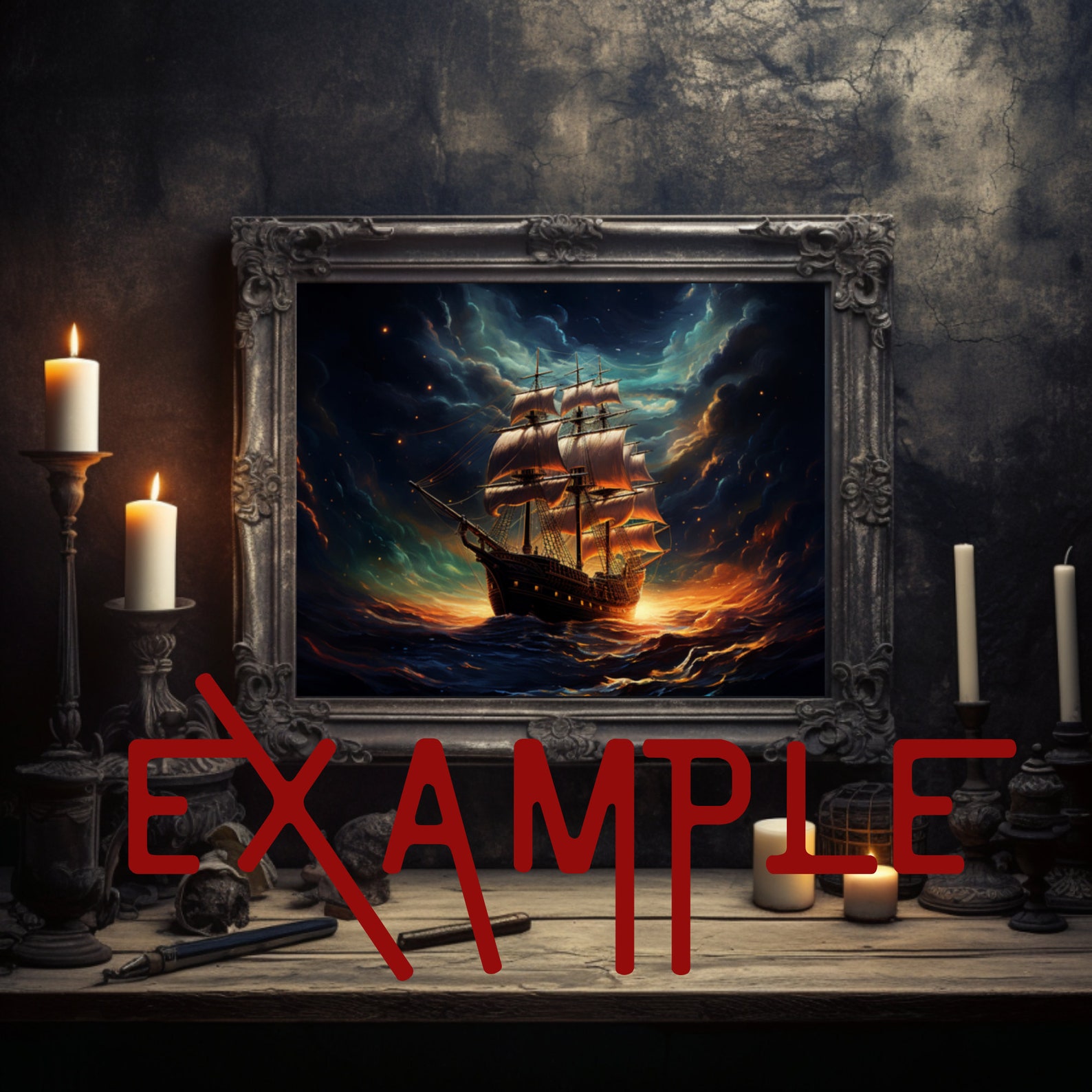 Dark Academia Horizontal Frame Mockup, Landscape Gothic Antique Mockup ...