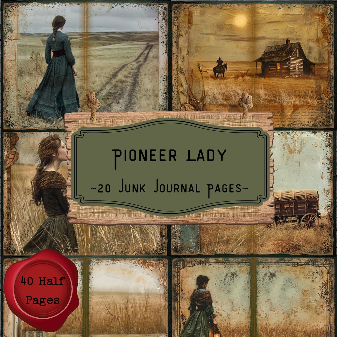 Pioneer Lady Junk Journal Pages, Vintage Printable Paper, Western ...