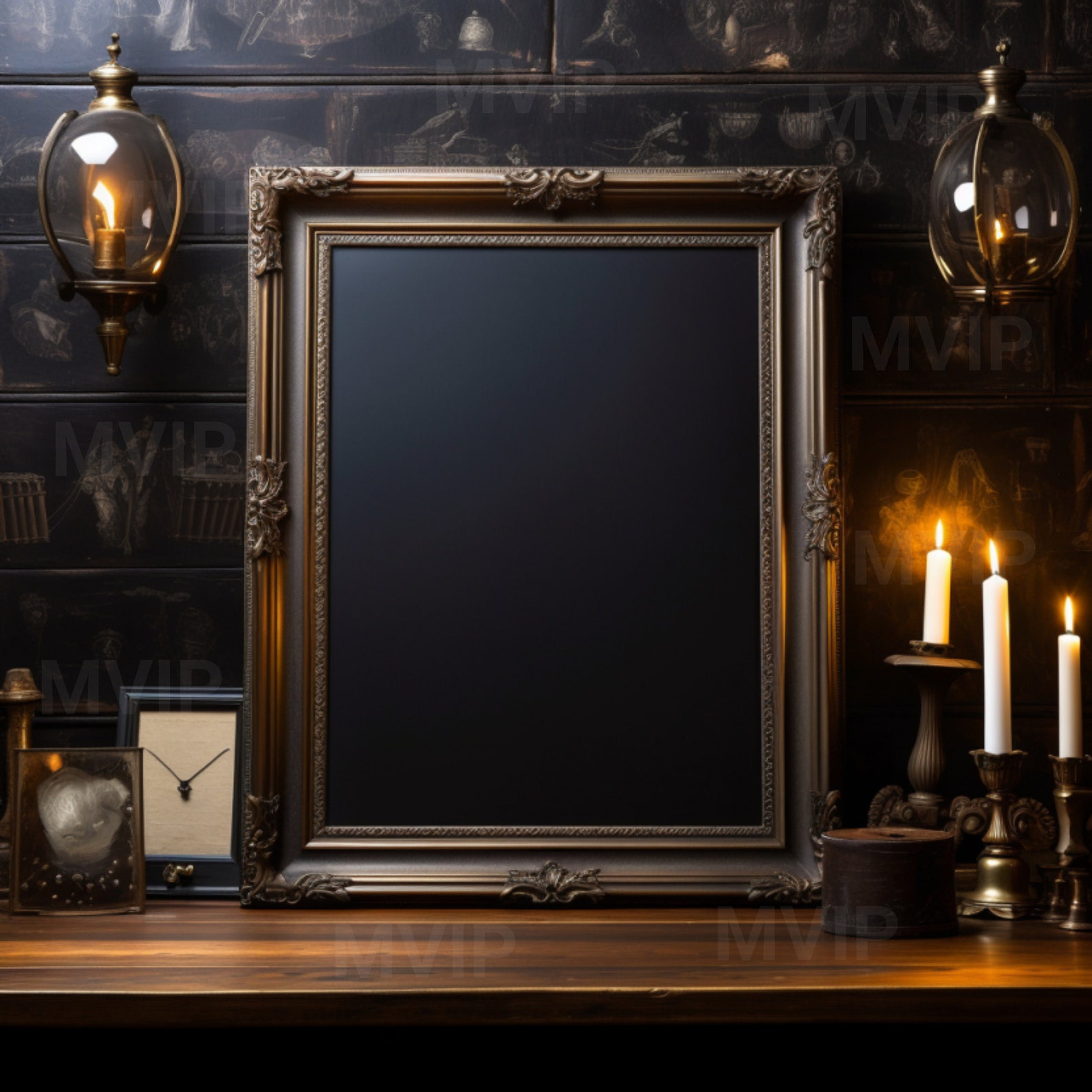 Antique Frame Mockup, Vintage Art Mock Up, Dark Academia Frame Mock Up ...