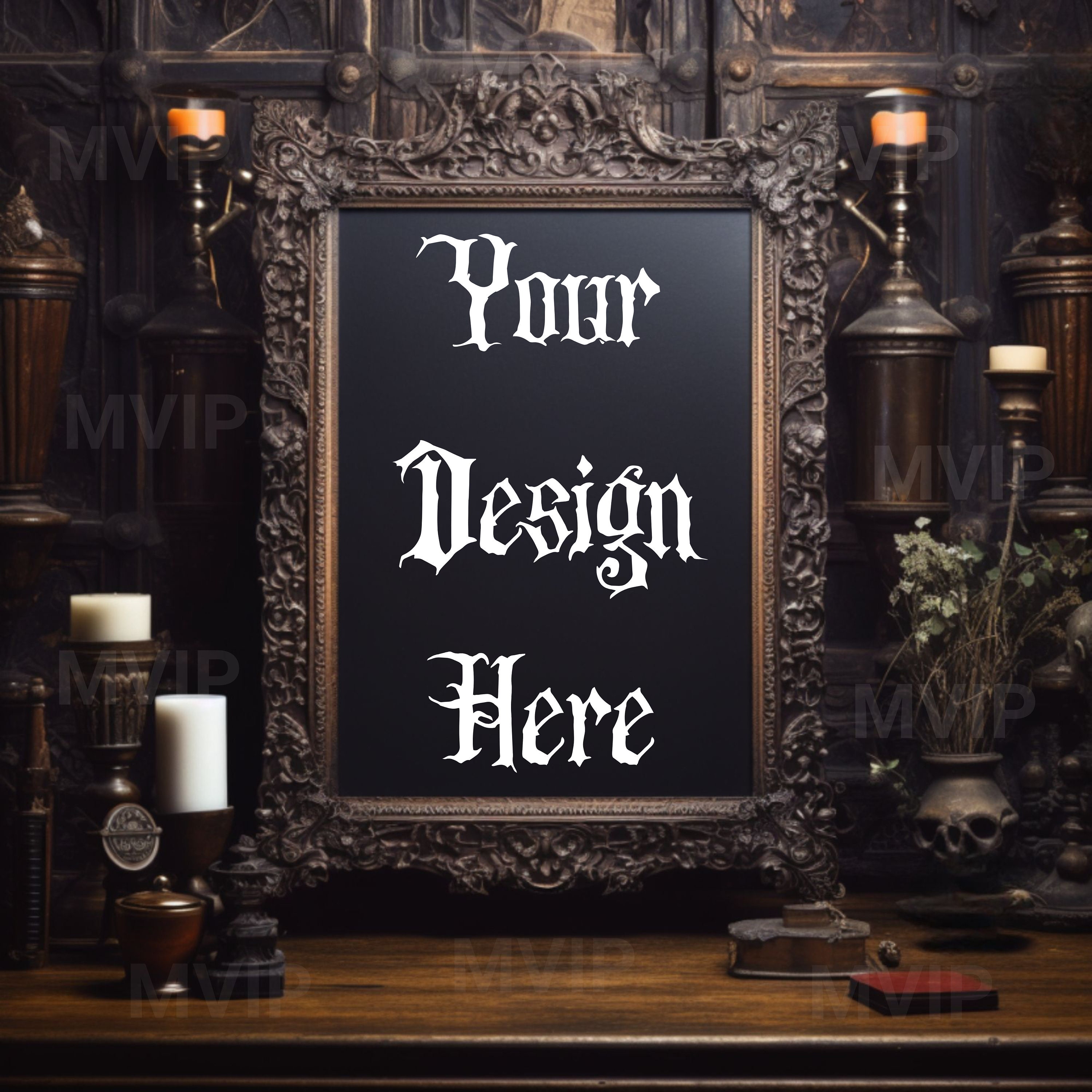 Dark Academia Frame Mockup, Gothic Frame Mock Up, Vintage Art Mock Up ...