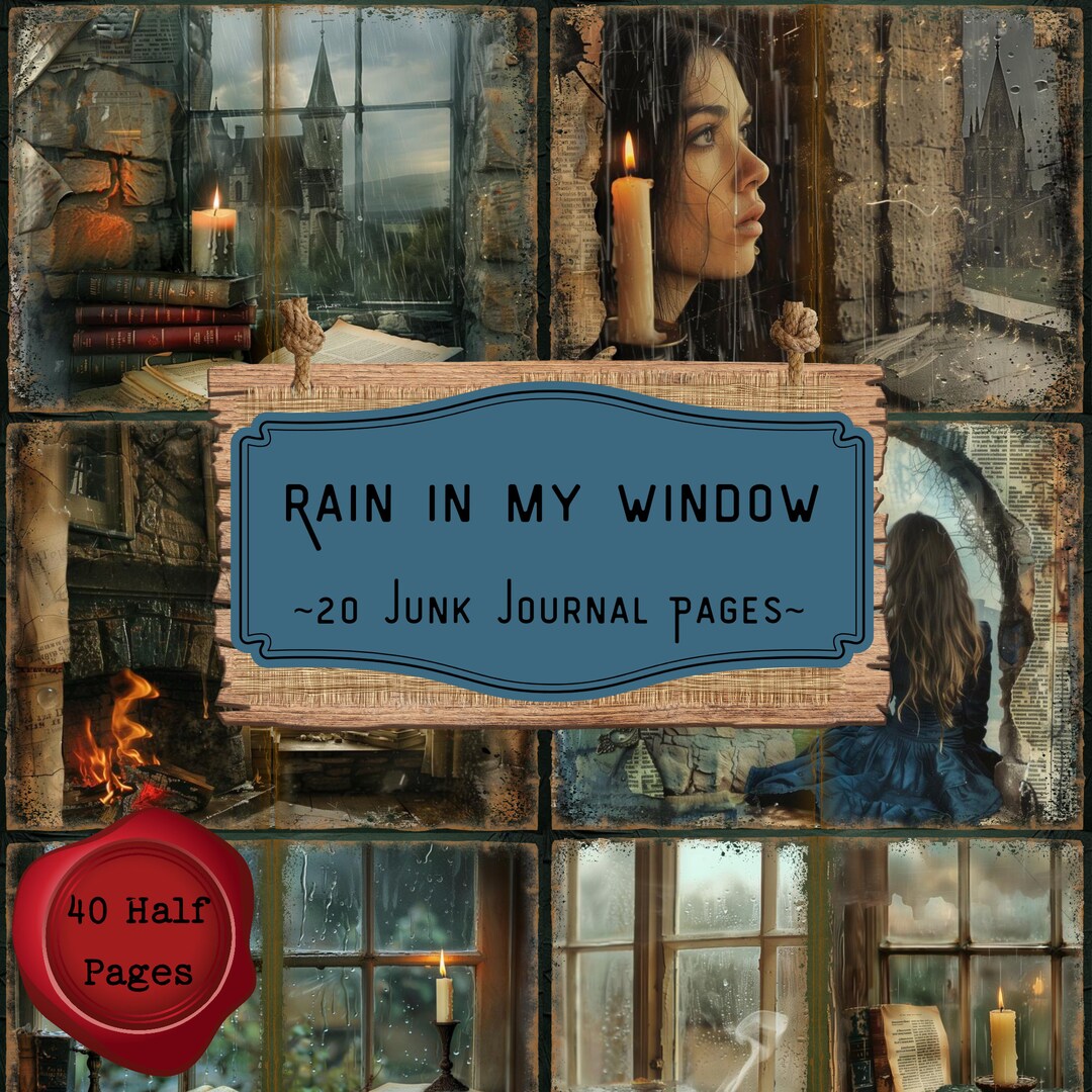 Rain Window Junk Journal Pages, Moody Cozy Rain Fall Scrapbooking ...