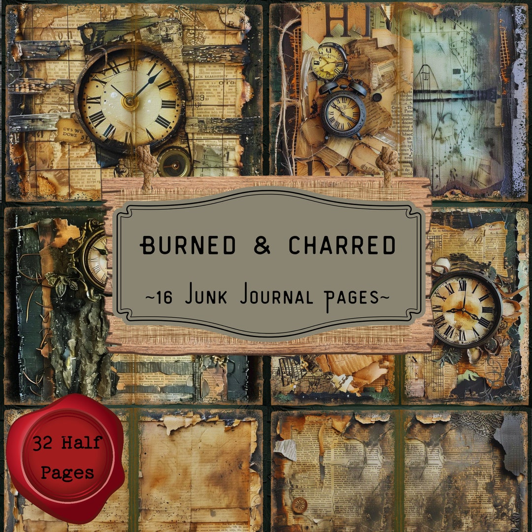 Burned Pages Junk Journal Pages, Junk Journal Cover Industrial ...