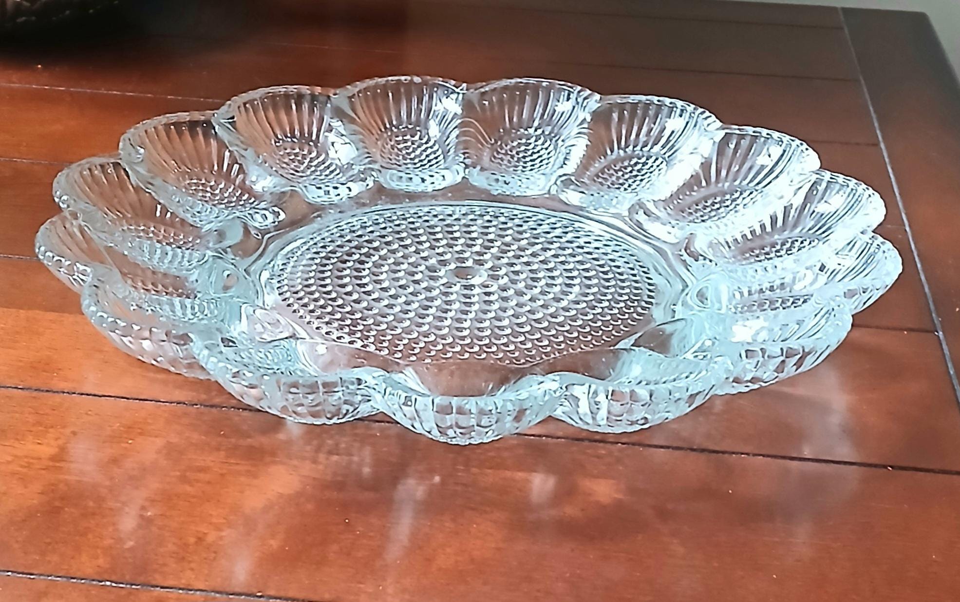 Vintage Indiana Glass Hobnail Deviled Egg Platter | Egg Plate Serving ...
