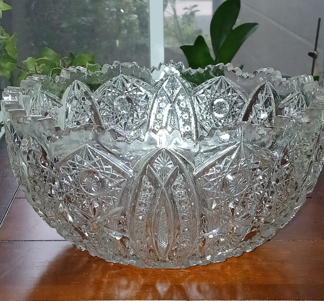 Antique Pressed Glass Bowl Hobstar Pattern Sawtooth Rim - Etsy