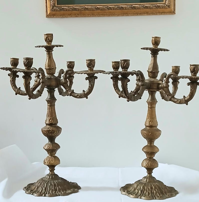 Antique Pair Bronze Candelabras Circa 1900, Gothic Candelabras - Etsy