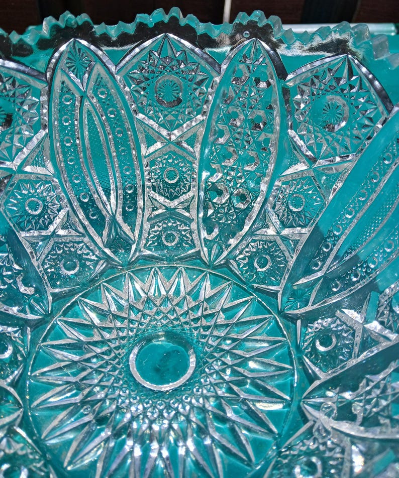Antique Pressed Glass Bowl Hobstar Pattern Sawtooth Rim - Etsy