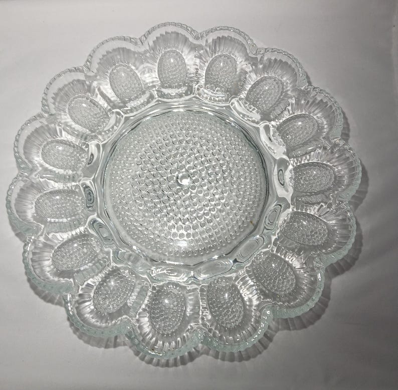 Vintage Indiana Glass Hobnail Deviled Egg Platter | Egg Plate Serving ...