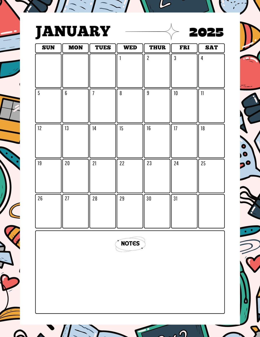 2025 Calendar, 2025 Yearly Calendar, Printable 2025 Wall Calendar, 2025 ...