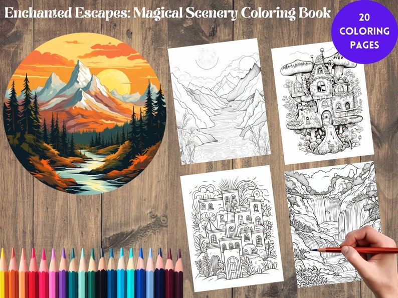 Nature Scenery Coloring Book Pages - Instant Download for Relaxation ...
