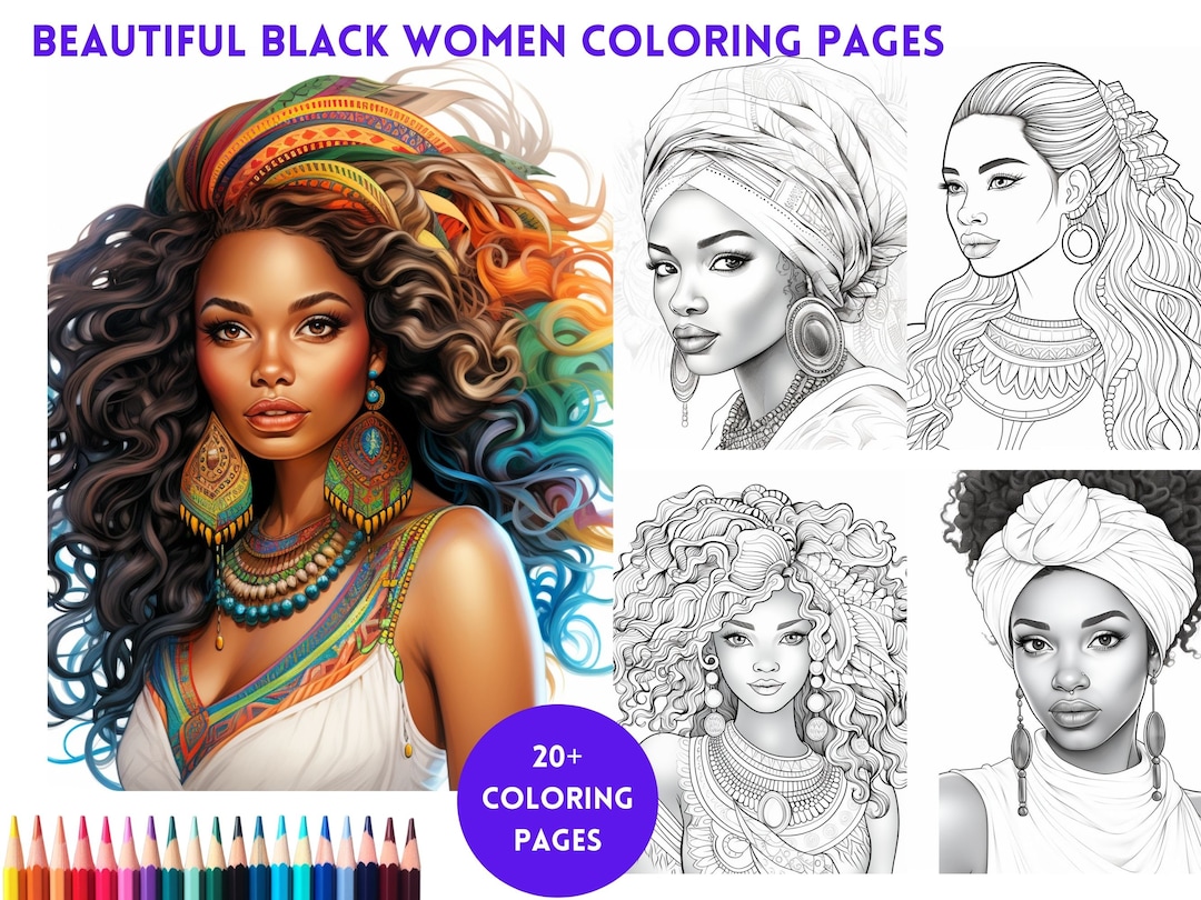 Portraits of Black Women Coloring Pages ,printable Art PDF, Adult and ...
