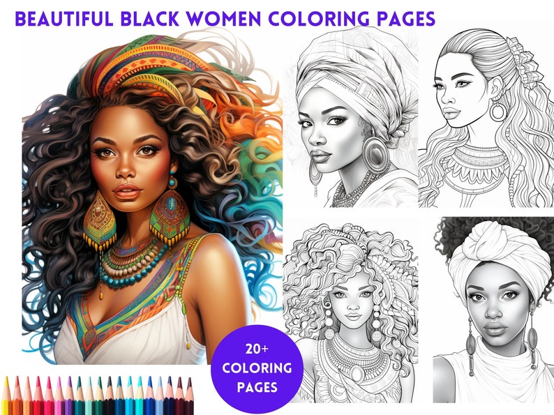 Portraits of Black Women Coloring Pages ,printable Art PDF, Adult and ...