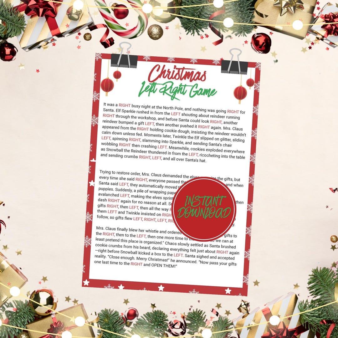 Christmas Left Right Game, Christmas Pass the Prize, Christmas Party ...