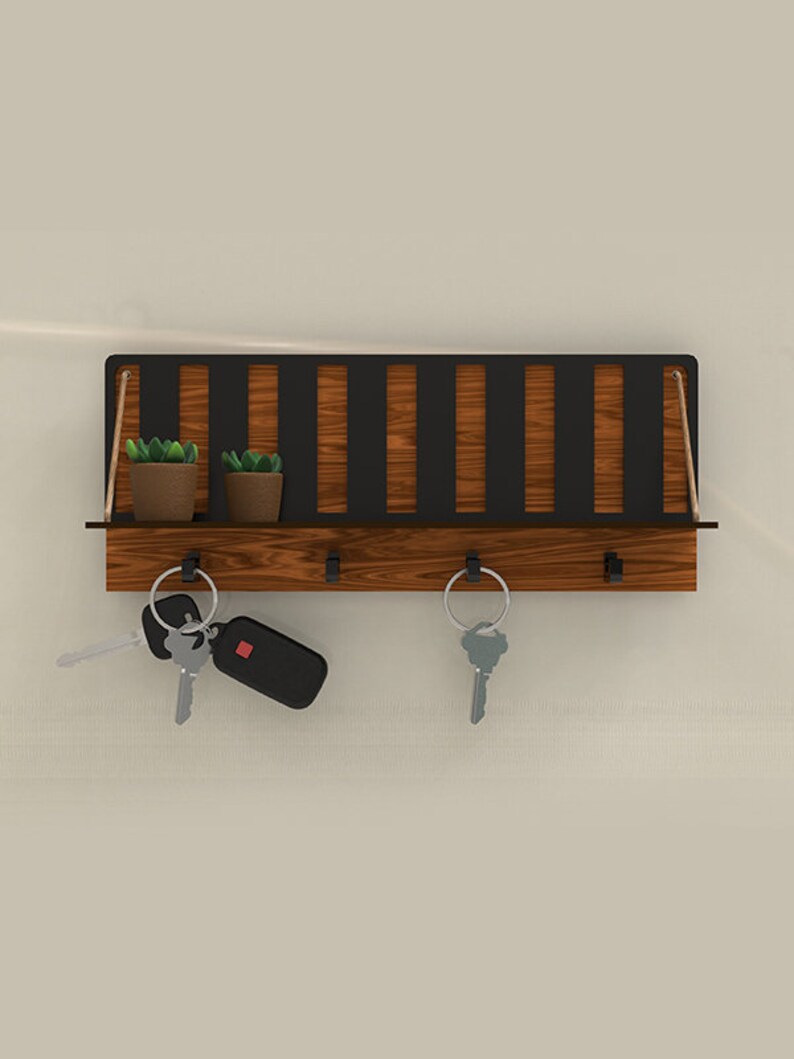 Handmade Rustic Wooden Keychain and Entryway Organiser With Wooden ...