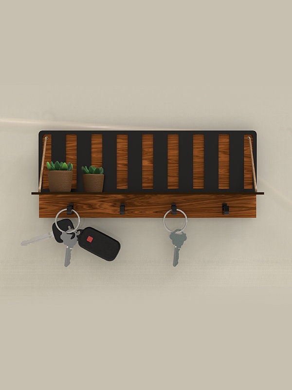 Handmade Rustic Wooden Keychain and Entryway Organiser With Wooden ...