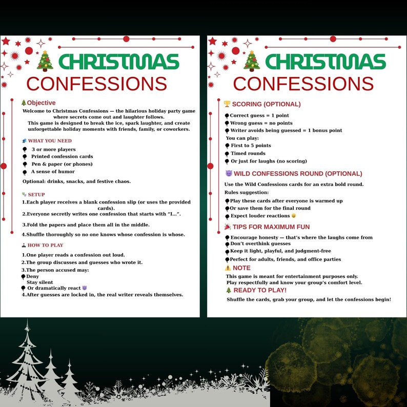 Christmas Confessions Game Printable | Funny Adult Christmas Party Game ...