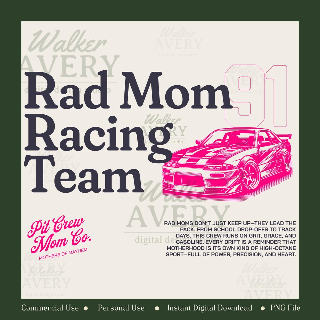 Rad Mom Racing Team PNG, Pink Race Car Mom Life Graphic Digital ...