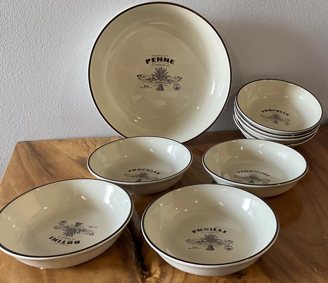Vintage Dall’ Abruzzo Pasta Bowl, Set 8 Pasta Bowls & 1 Serving Bowl ...