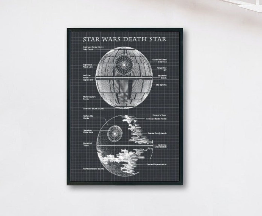 Death Star Schematic Diagram Star Wars Blueprint Art POSTER or CANVAS ...