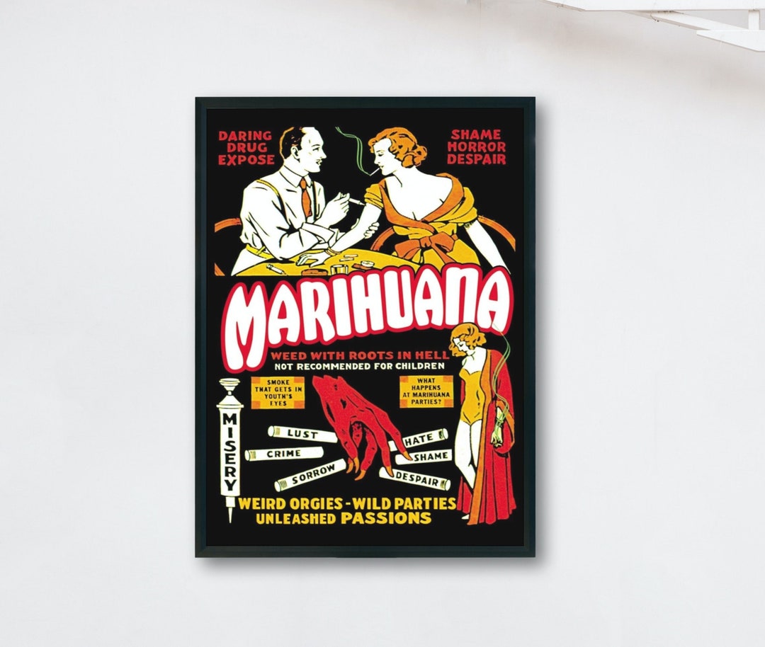 Marijuana 1930s Smoking Reefer Madness Vintage Poster-poster or CANVAS ...