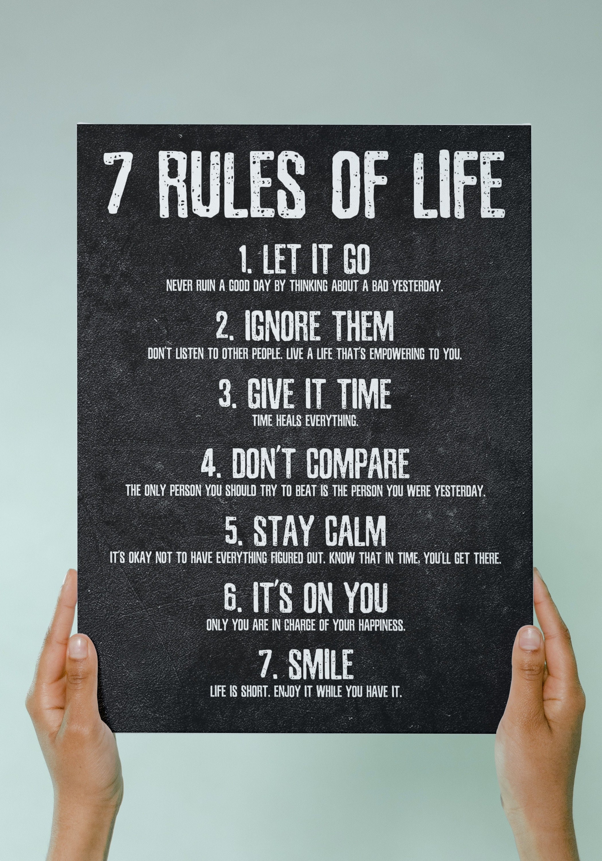 7 Rules for Life Motivational Poster Wall Art Canvas Wall - Etsy