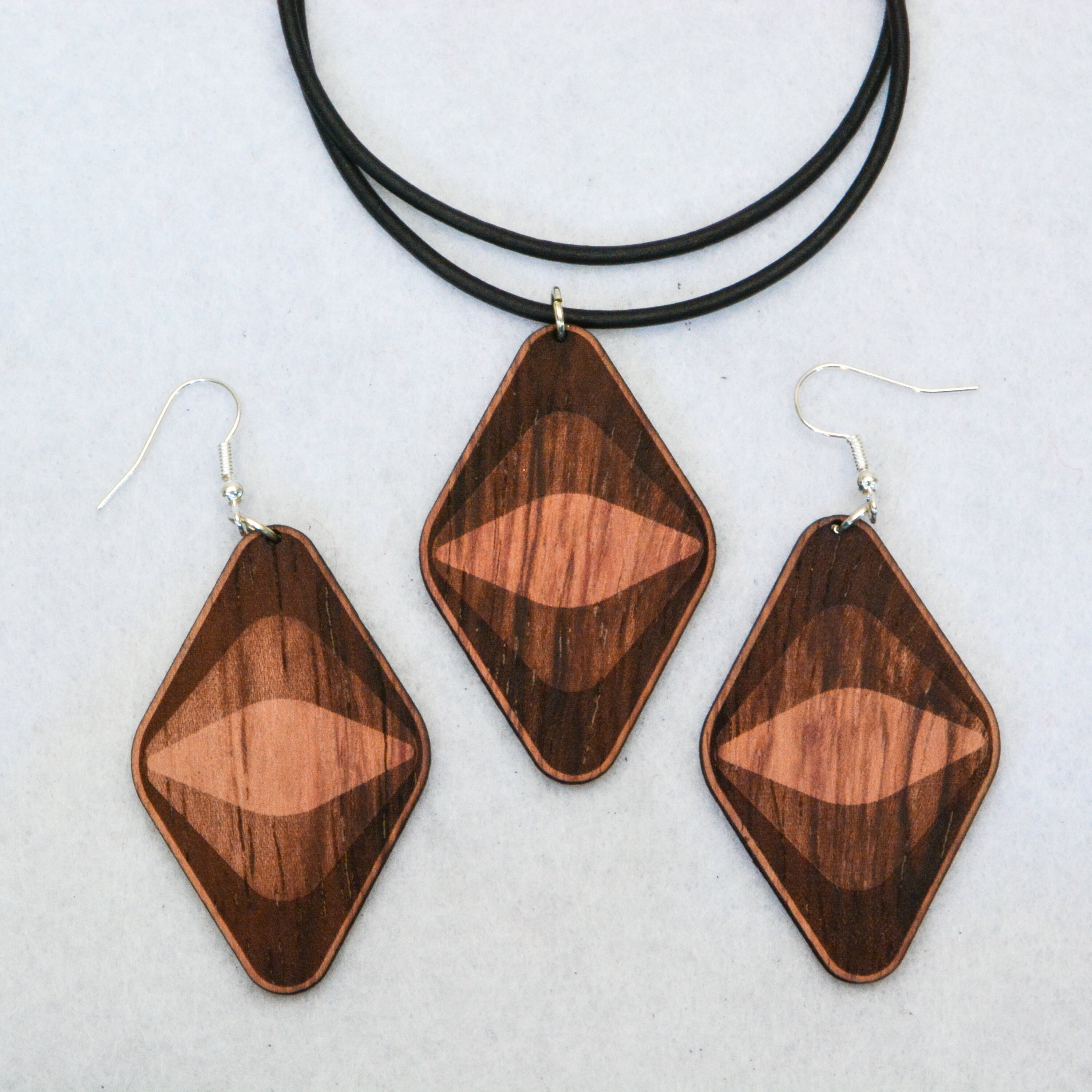 Mid-century Modern Inspired Wood Laser Cut Earrings and Necklaces ...