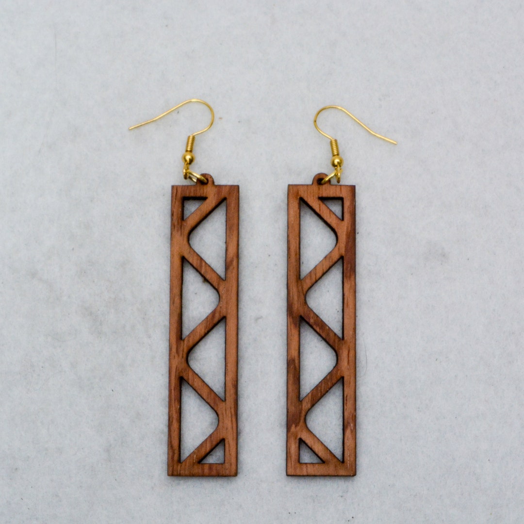 Mid-century Modern Inspired Wood Laser Cut Earrings slither - Etsy