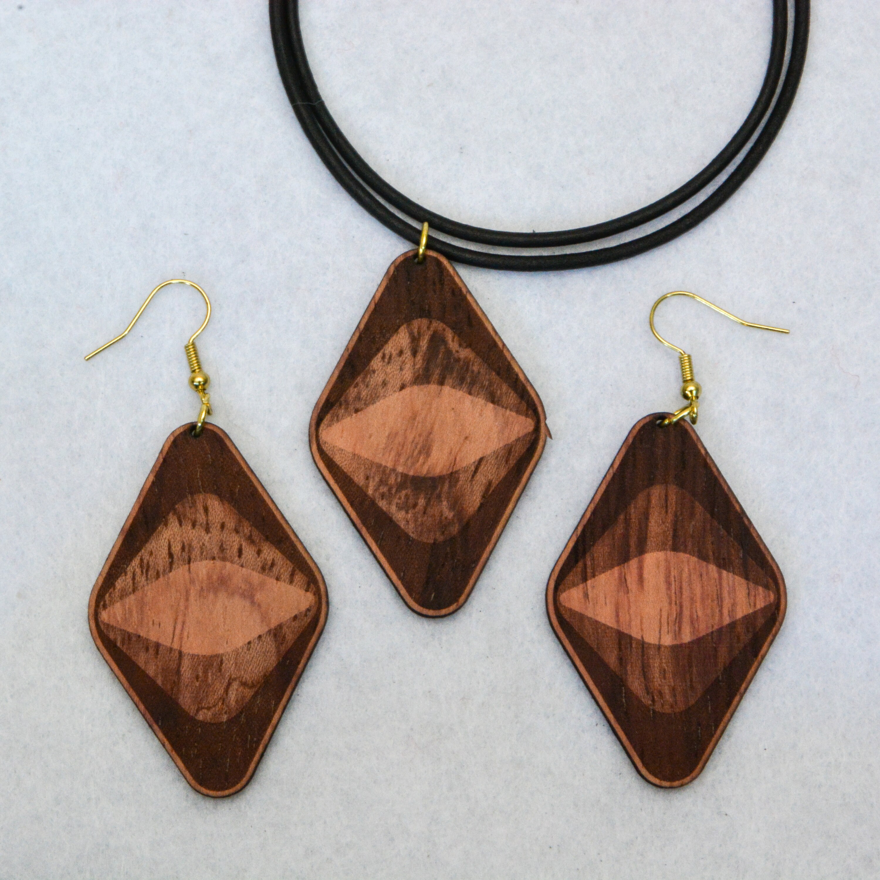 Mid-century Modern Inspired Wood Laser Cut Earrings and Necklaces ...
