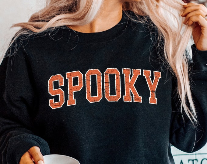 Spooky Season Embroidered Sweatshirt, Halloween Embroidered Crewneck ...