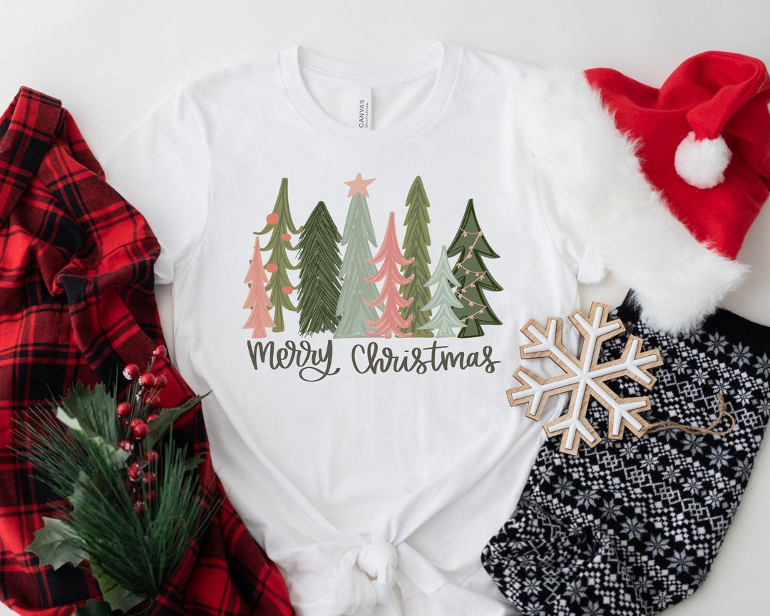 Merry Christmas Tree Shirt, Cute Christmas Family Shirt, Women's ...