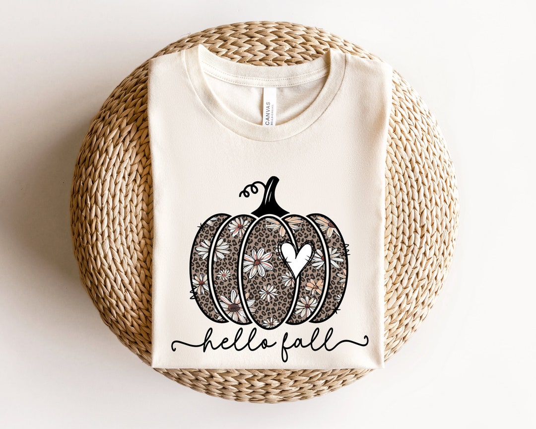 Hello Fall Pumpkin Shirt, Fall Tee, Cozy Fall Shirt, Family ...