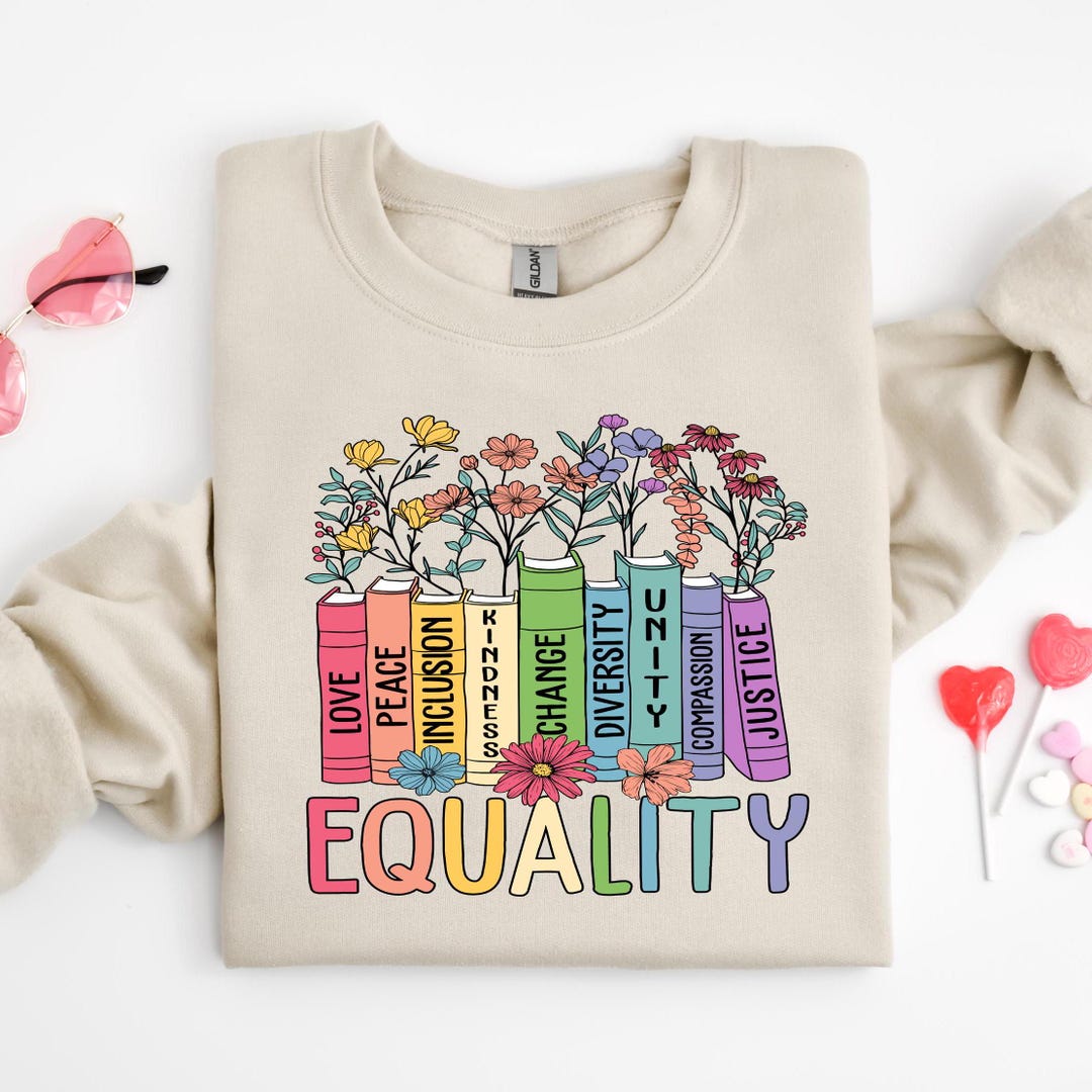 Equal Rights Shirt, Book Flower Shirt, Social Justice T-shirt, Equality ...